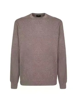DELL'OGLIO Crew-neck Knitted Sweater - Brown