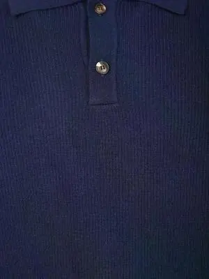 DELL'OGLIO Ribbed-knit Polo Shirt - Blue