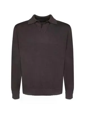 DELL'OGLIO Polo-collar Knitted Sweater - Brown
