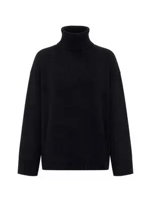 ALLUDE Roll-neck Drop-shoulder Sweater