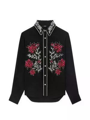 Amiri Floral-embroidered Western Shirt - Black