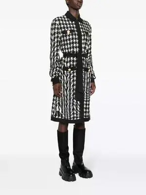 Moschino Morphed-button Houndstooth Shirtdress