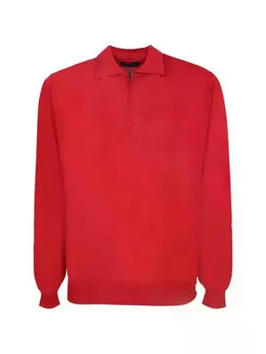 DELL'OGLIO Quarter-zip Knitted Polo Shirt - Red