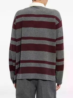 FRAME Rugby Striped Long-sleeve Polo Sweater