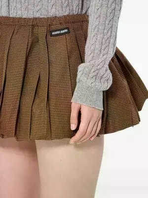 Miu Miu Pleated Gingham-check Mini Skirt