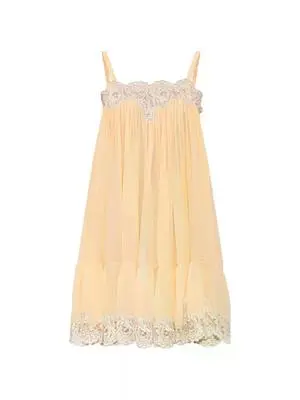Chloé Lace-trimmed Pleated Mini Dress