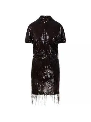 Federica Tosi Sequin-embellished Fringed Mini Dress