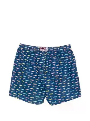 MC2 SAINT BARTH Car-print Drawstring-waist Swim Shorts - Blue