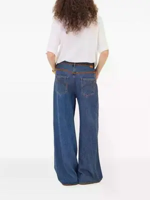 OTTOD'AME Embroidered Wide-leg Jeans