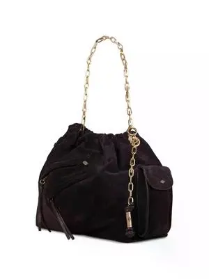 Ba&sh Chain-link Suede Shoulder Bag