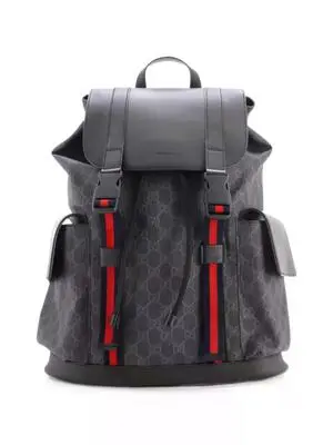 Gucci Double Pocket Buckle Gg Coated Canvas Large Backpack