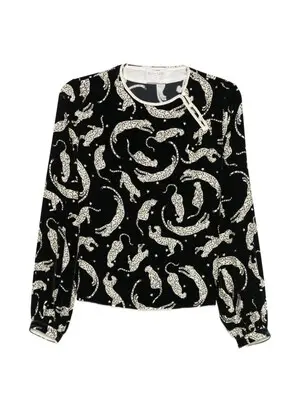 FORTE_FORTE Printed Velvet Blouse - Blue