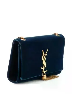 Saint Laurent Classic Monogram Tassel Velvet Small Crossbody Bag