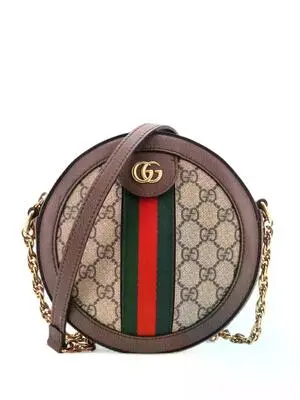 Gucci Ophidia Round Shoulder Bag Gg Coated Canvas Mini Crossbody Bag - Brown