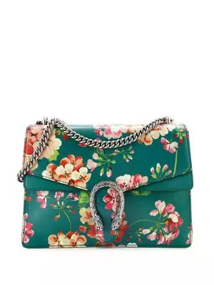 Gucci Dionysus Bag Blooms Print Leather Small Shoulder Bag - Green