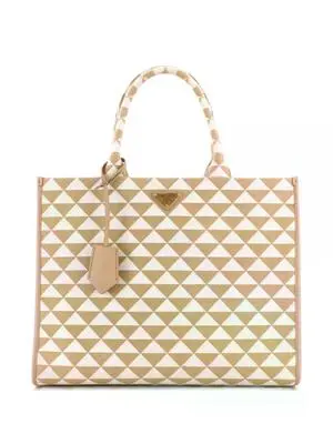Prada Symbole Shopper Jacquard Large Tote Bag - Neutrals