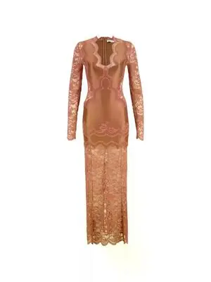 Rabanne Lace-panelled V-neck Maxi Dress - Neutrals