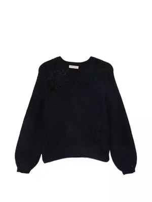 TWINSET Floral-appliqué Raglan-sleeve Sweater - Blue