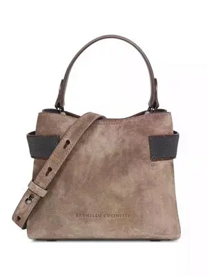 Brunello Cucinelli Essence Small Top-handle Bag In Suede With Precious Bands