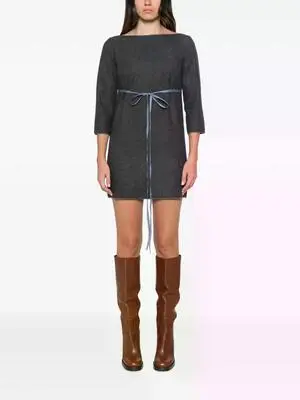 Miu Miu 2000s Belted Boat-neck Mini Dress