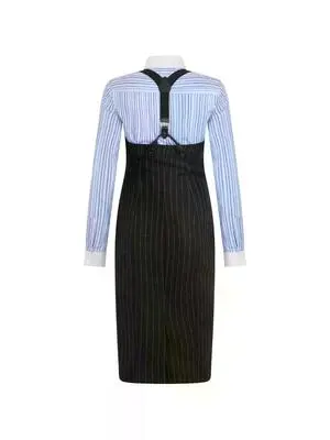 Moschino Pinstriped Suspender-style Midi Shirt Dress