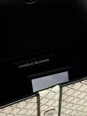 Manolo Blahnik Maycap Buckle-detail Raffia Clutch Bag