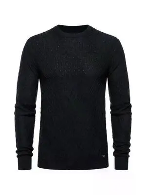 Emporio Armani Textured Virgin-wool Sweater - Black
