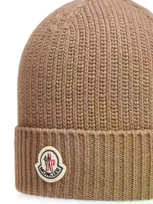 Moncler Logo-patch Ribbed-knit Beanie Hat