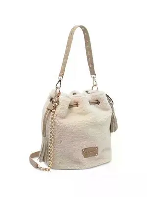 LA CARRIE Teddy-texture Drawstring Bucket Bag - Neutrals