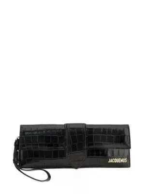 Jacquemus Le Bambino Croc-effect Leather Clutch Bag - Black