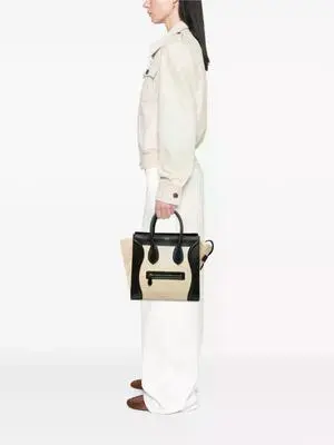 Celine 2014 Mini Bicolor Canvas And Leather Luggage Tote Bag