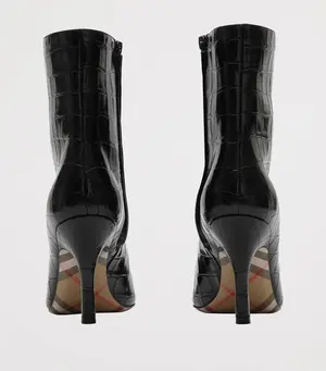 Burberry Croc-embossed Leather Dame Ankle Boots 90