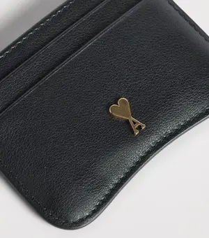 AMI Paris Grained Leather Paris Card Holder