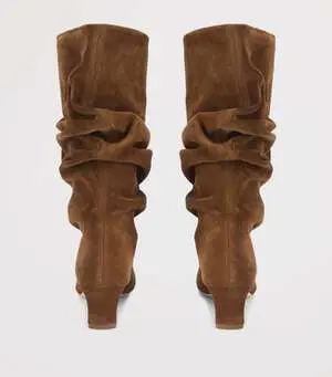 Staud Suede Wally Slouch Heeled Boots 55 - Brown