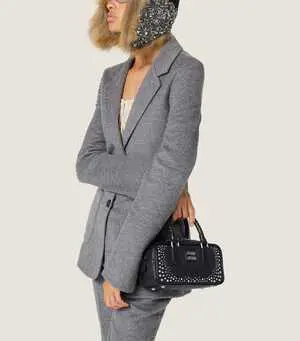 Miu Miu Leather Studded Arcadie Top-handle Bag