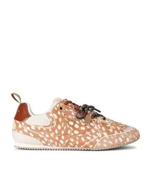 Kurt Geiger Leather Slim Runner Sneakers - Beige