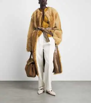 FFORME Reversible Camel Shearling-leather Coat