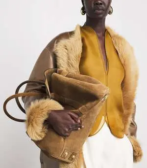 FFORME Reversible Camel Shearling-leather Coat