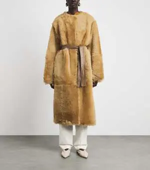FFORME Reversible Camel Shearling-leather Coat