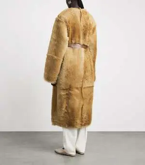 FFORME Reversible Camel Shearling-leather Coat