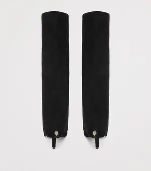 Kurt Geiger Suede Mansion Fold Heeled Boots 90 - Black