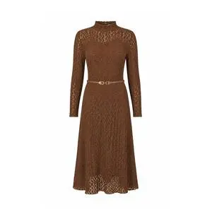 YUMI High Neck Lace Midi Dress