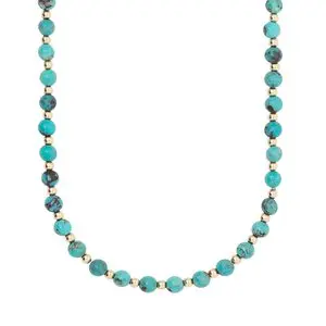 BECKET + QUILL Turquoise & Gold Bead Necklace - Blue