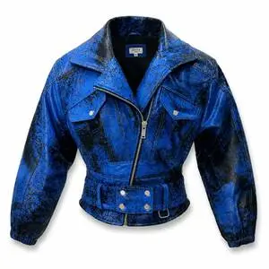ZASTASTUDIO Rusted Rollers Cropped Bomber Jacket - Blue
