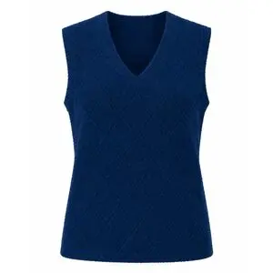 LUELLA FASHION Alloa Alpaca Knit V-neck Diamond Tank Top Navy - Blue