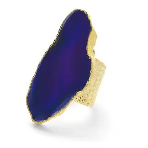 YAA YAA LONDON Ultra Mega Indigo Gemstone Gold Statet Ring - Blue