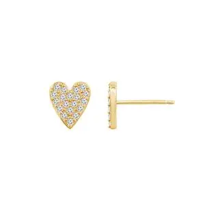DIAMONBLISS Marilyn Monroe Pave Heart Stud Earrings - Gold