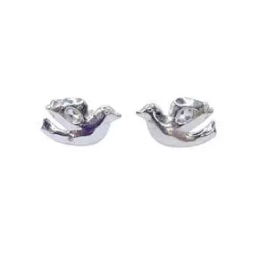 AMY DELSON JEWELRY Silver / White Dova White Topaz Sterling Silver Dove Stud Earrings - Silver/white