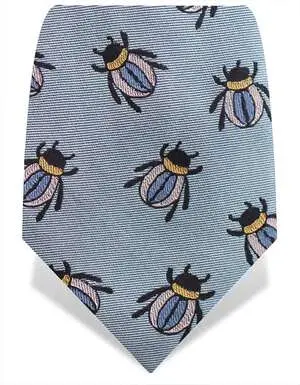 GRESHAM BLAKE Beetles Silk Tie - Blue