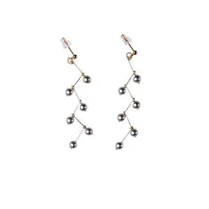 HEARTFELT LAYERS Tree Branch Chandelier Earrings Crystal Pearl - Grey